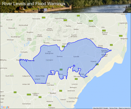 Area at risk from the furthest extent of tidal flooding from Wainfleet ...