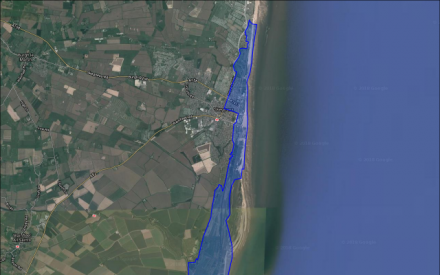 Area near to the sea defences in Skegness and low lying areas near ...