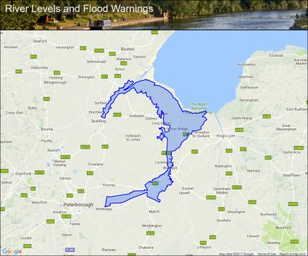 Areas near the tidal River Welland, tidal River Nene, and the Wash ...