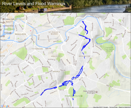 Brislington Brook, low lying properties set back from the river ...