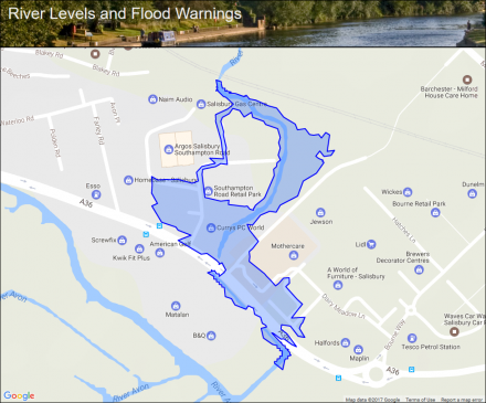 River Bourne at Southampton Road Industrial Park, Salisbury :: Flood ...
