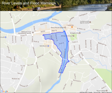 River Cocker at Cockermouth, Challoner St, Croft Terrace, Jubilee Court ...
