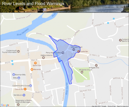 River Cocker at Cockermouth, Market Place and Banks Court :: Flood ...