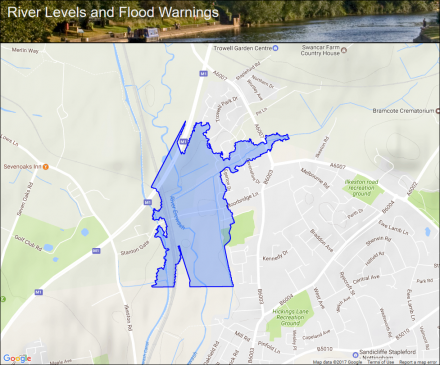 River Erewash and Boundary Brook at Trowell and Stapleford Moorbridge ...
