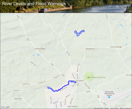 River Pont at Kirkley Mill, Fox Covert Lane, Darras Hall and Prestwick ...