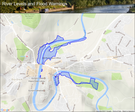 River Wear at Elvet and Framwellgate, Durham :: Flood alerts and ...