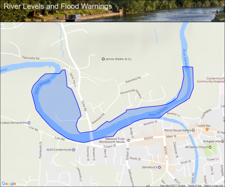 Rivers Cocker and Derwent at Cockermouth, Cricket Ground, Trout Hotel ...