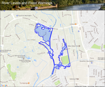 Wider area at risk from Sankey Brook at Dallam :: Flood alerts and ...