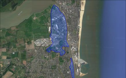 The west bank of the River Yare at Great Yarmouth, including Southtown ...