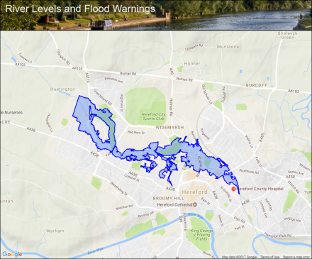Yazor and Widemarsh Brook in Hereford :: Flood alerts and warnings ...